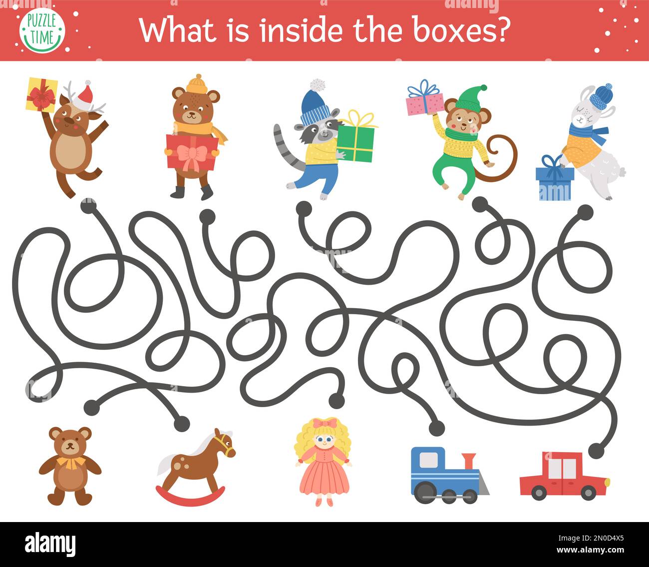 Christmas Maze Worksheet Winter Maze For Children Preschool Christmas