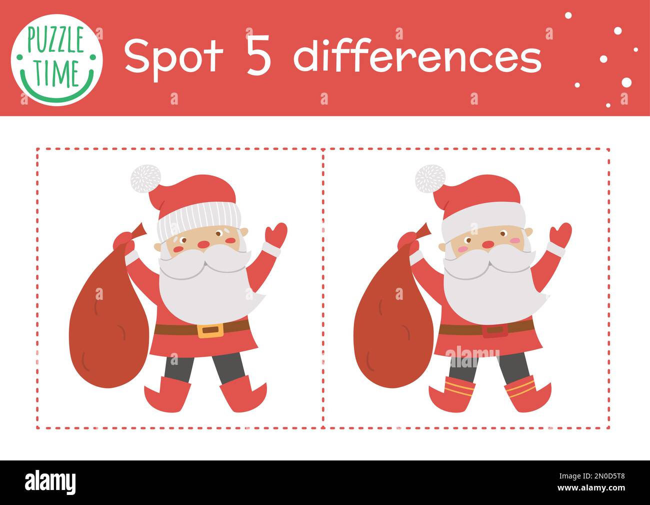 Christmas find differences game for children. Winter educational ...