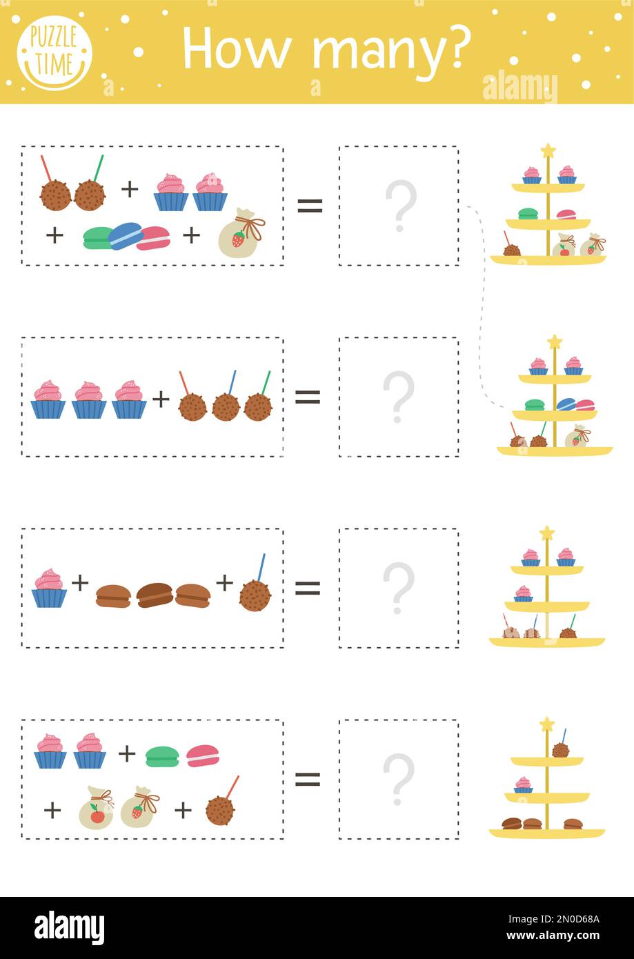Birthday counting game with traditional desserts. Holiday activity for ...