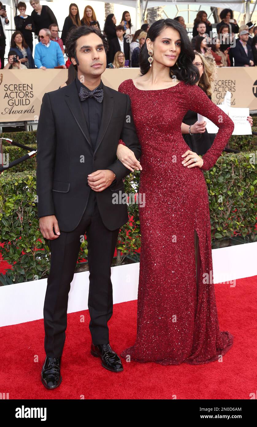 Kunal Nayyar, left, and Neha Kapur arrive at the 22nd annual Screen ...