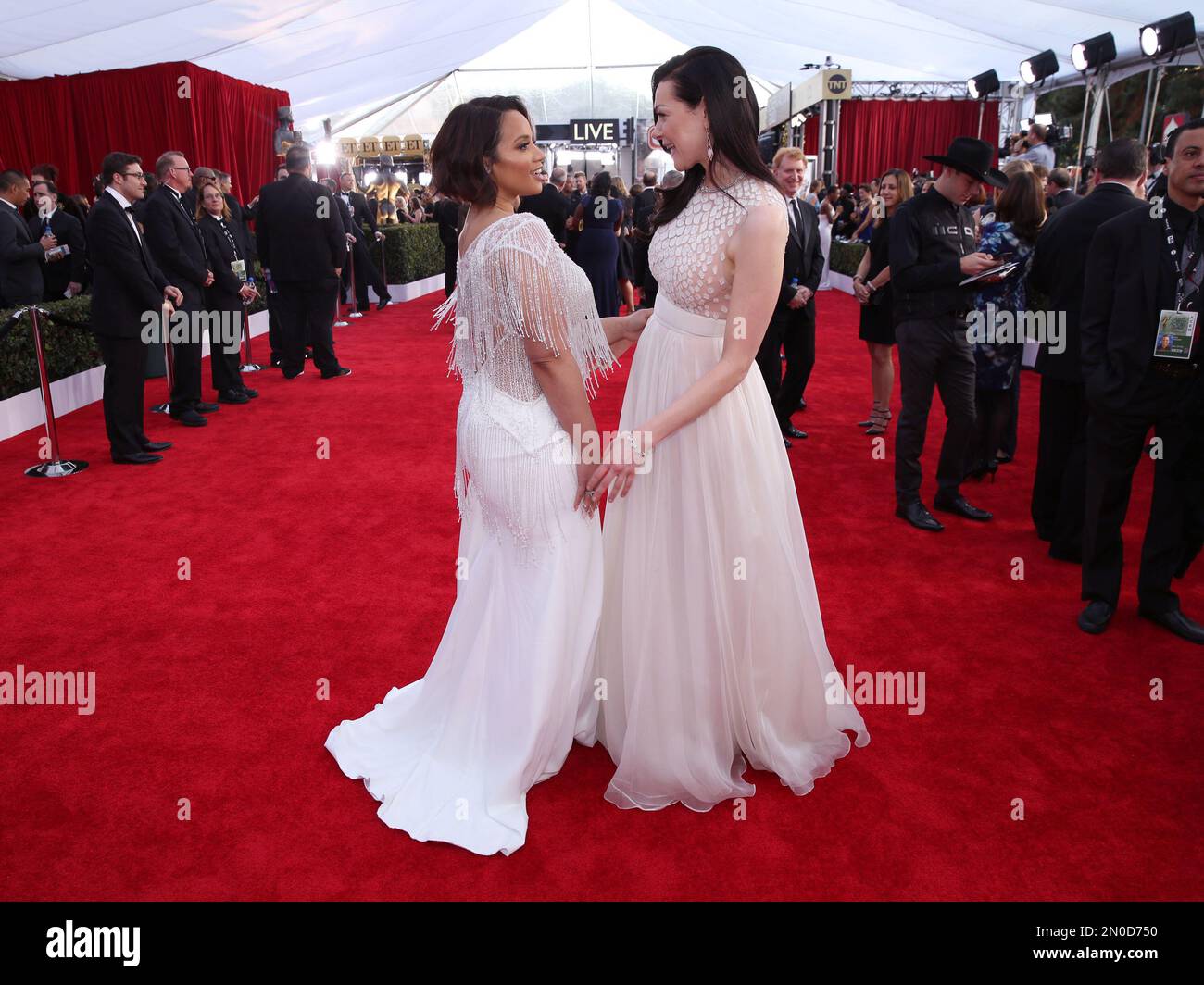 Dascha Polanco, left, and Laura Prepon arrive at the 22nd annual Screen ...