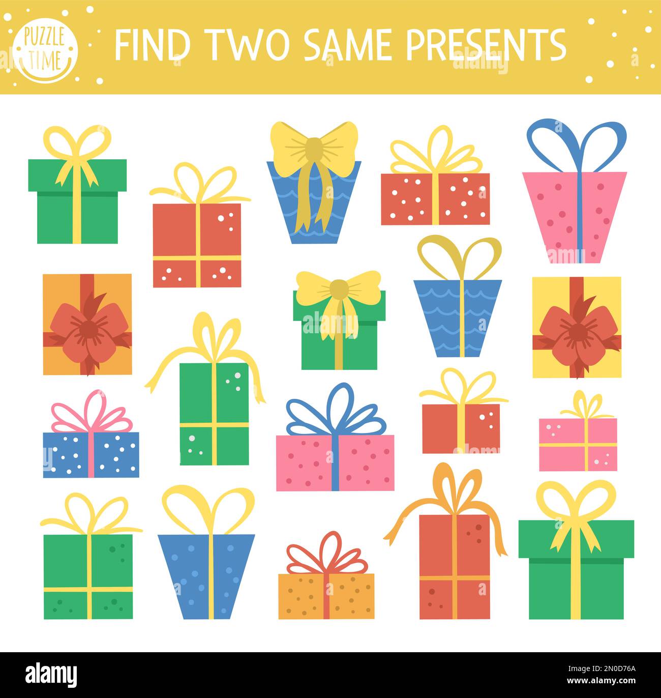 Find two same presents. Holiday matching activity for children. Funny ...