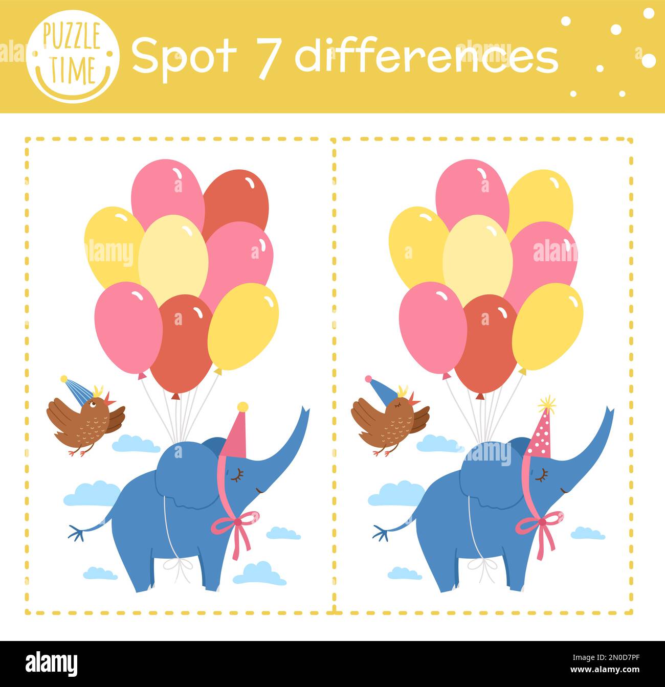 Birthday party find differences game for children. Holiday educational ...