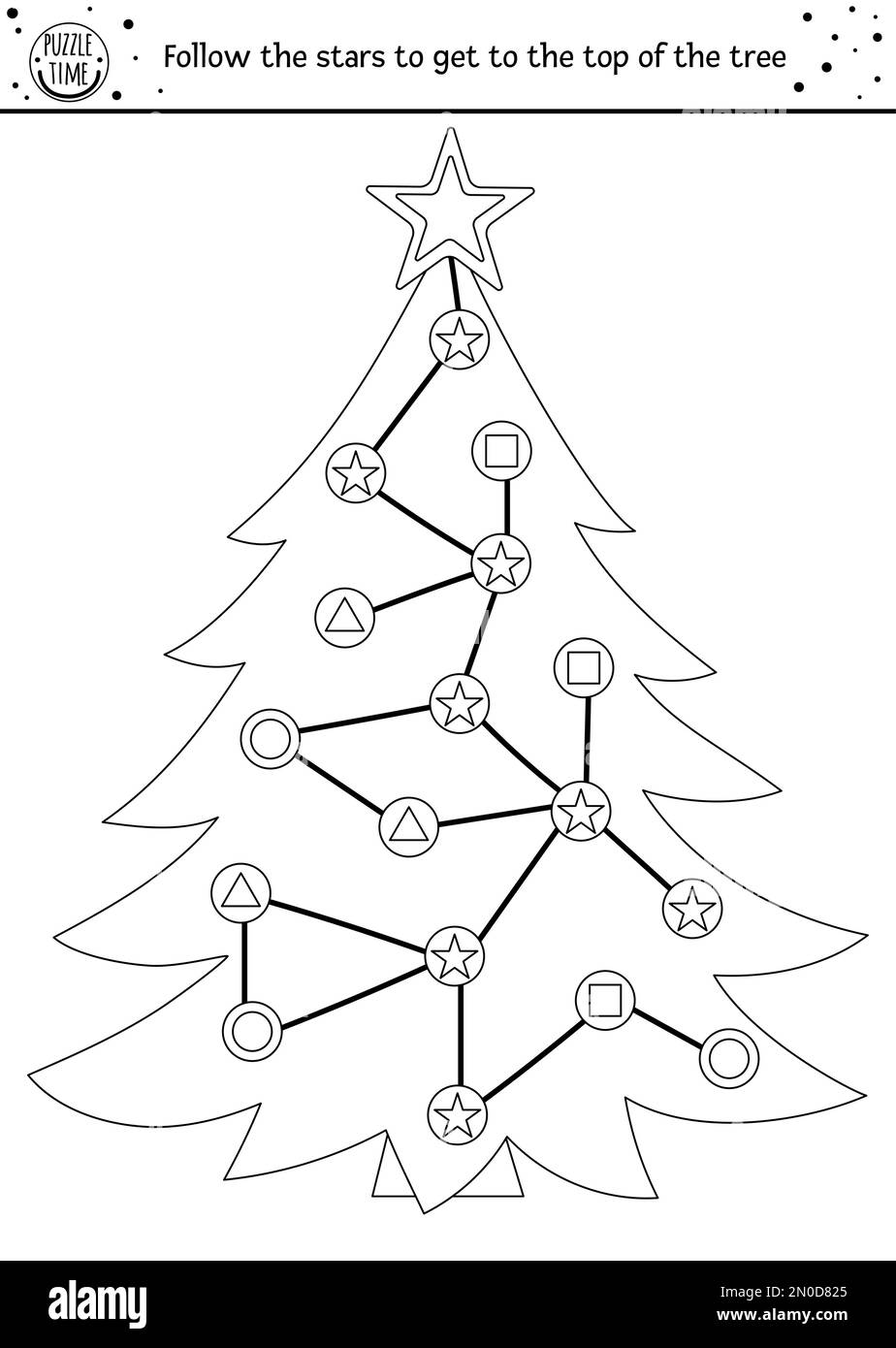 Christmas black and white maze for children. Winter preschool printable ...