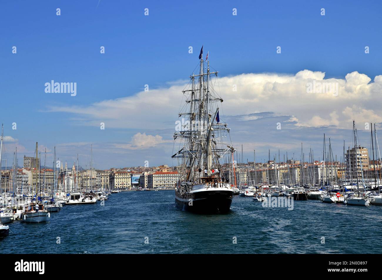 The French three-masted sailing ship Belem arrives at the French ...