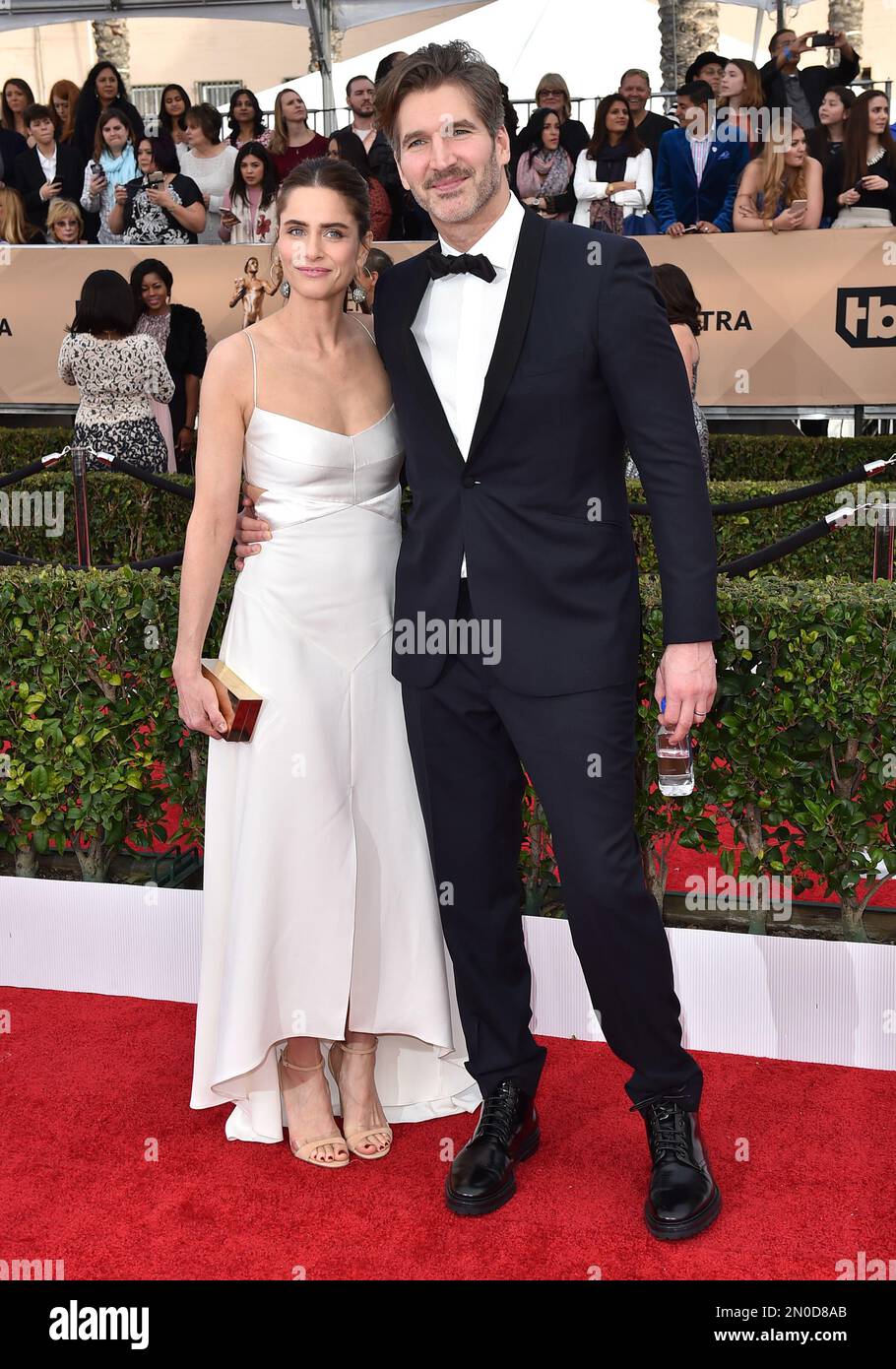Amanda Peet, left, and David Benioff arrive at the 22nd annual Screen ...