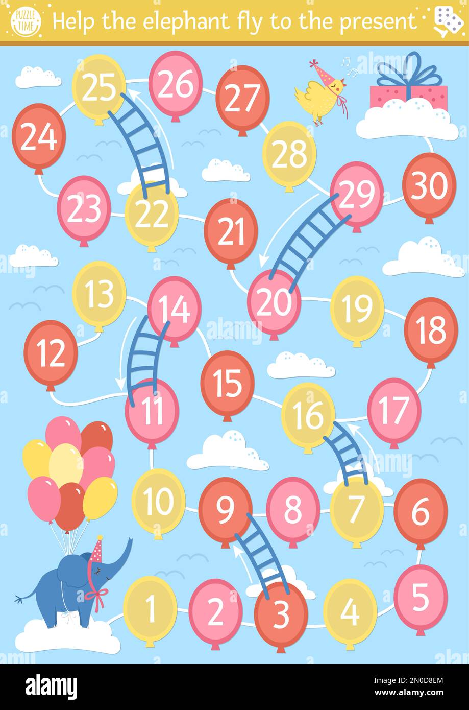 Birthday board game for children with cute animal. Educational holiday ...