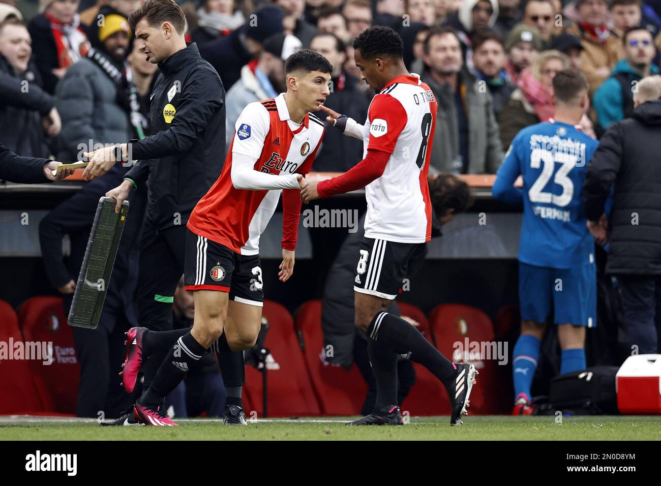 ROTTERDAM - (LR) Ezequiel Bullaude of Feyenoord, Quinten Timber of ...