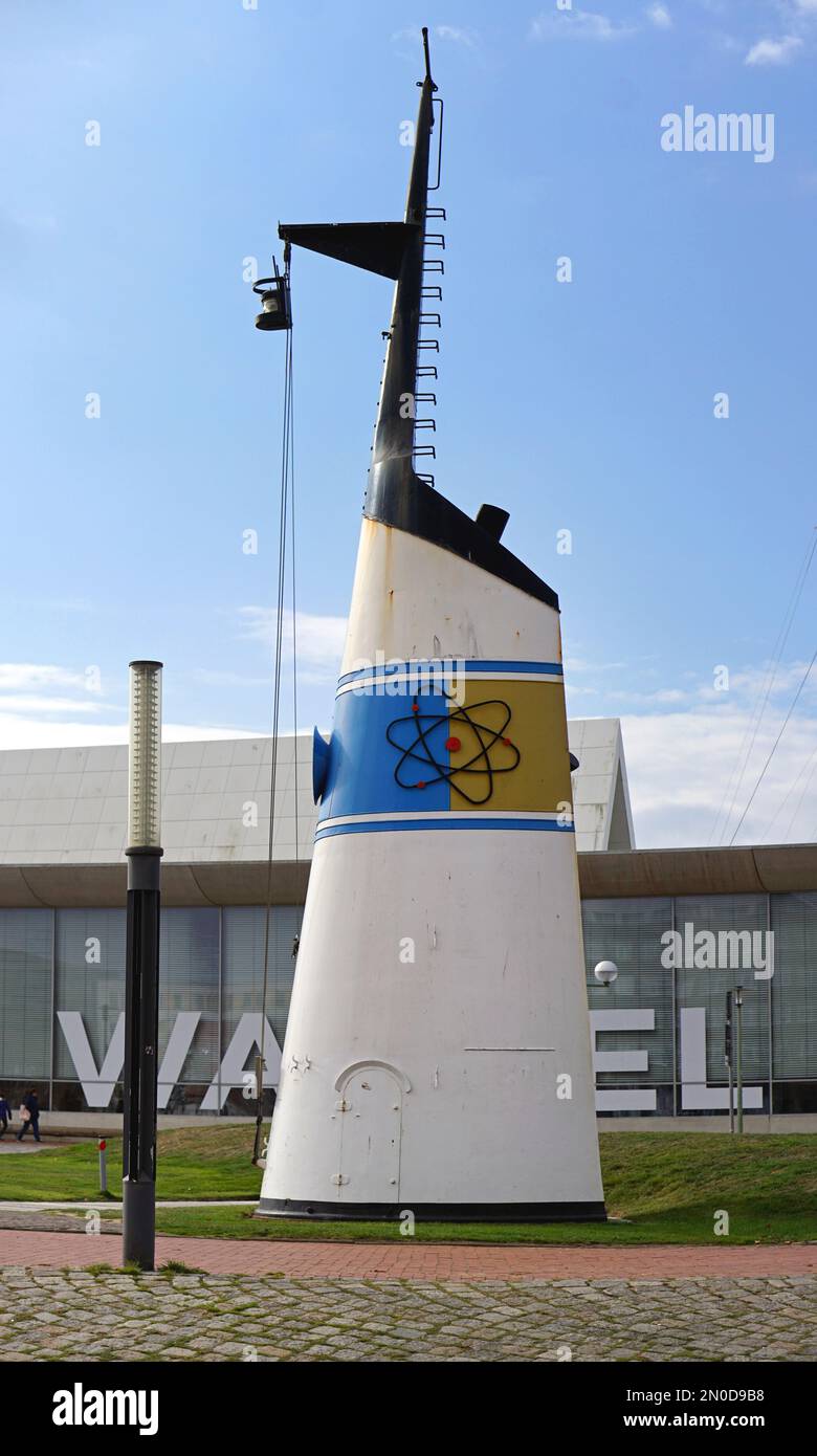 Bremerhaven, Germany - October 20, 2018: Chimney of the nuclear energy ...