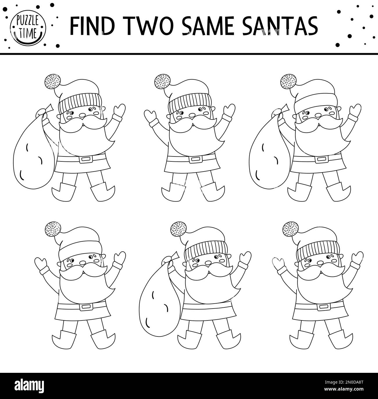 Find two same Santas. Christmas matching activity for children. Funny ...