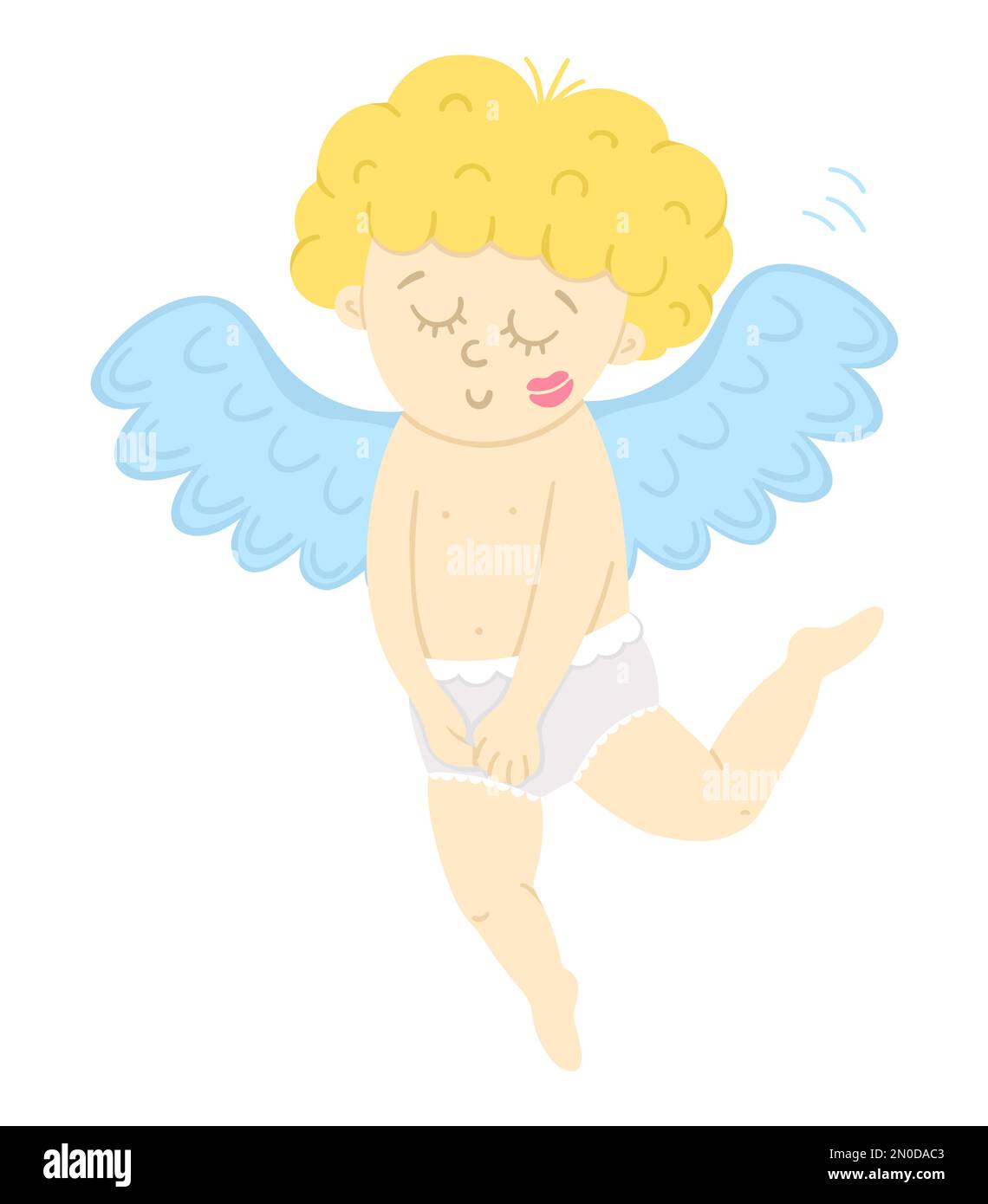 Vector cupid with trace of kiss on his cheek. Funny Valentine’s day ...