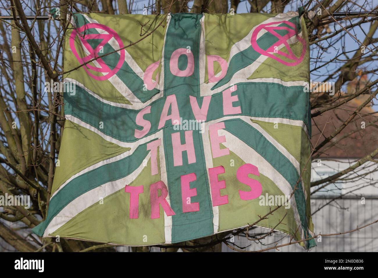 Rochford, UK. 5th Feb, 2023. Protesters from Save Holt Farm Oak Tree ...