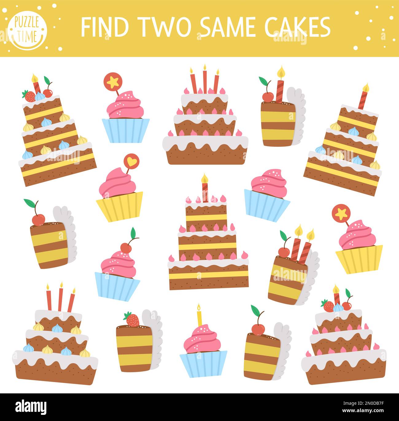 Find two same cakes. Holiday matching activity for children. Funny ...
