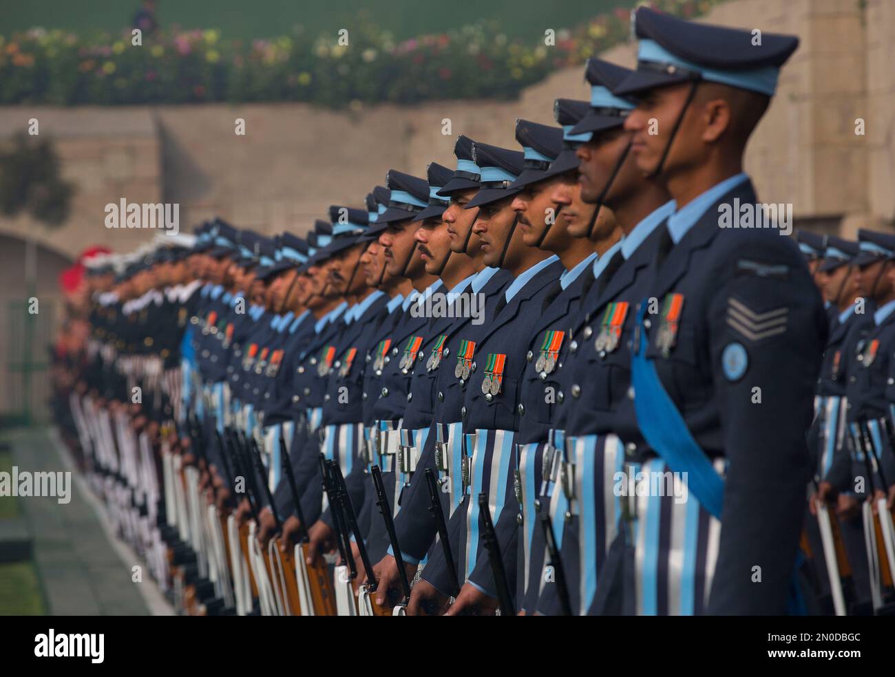 Indian soldiers from three defines services stand during an all faith ...