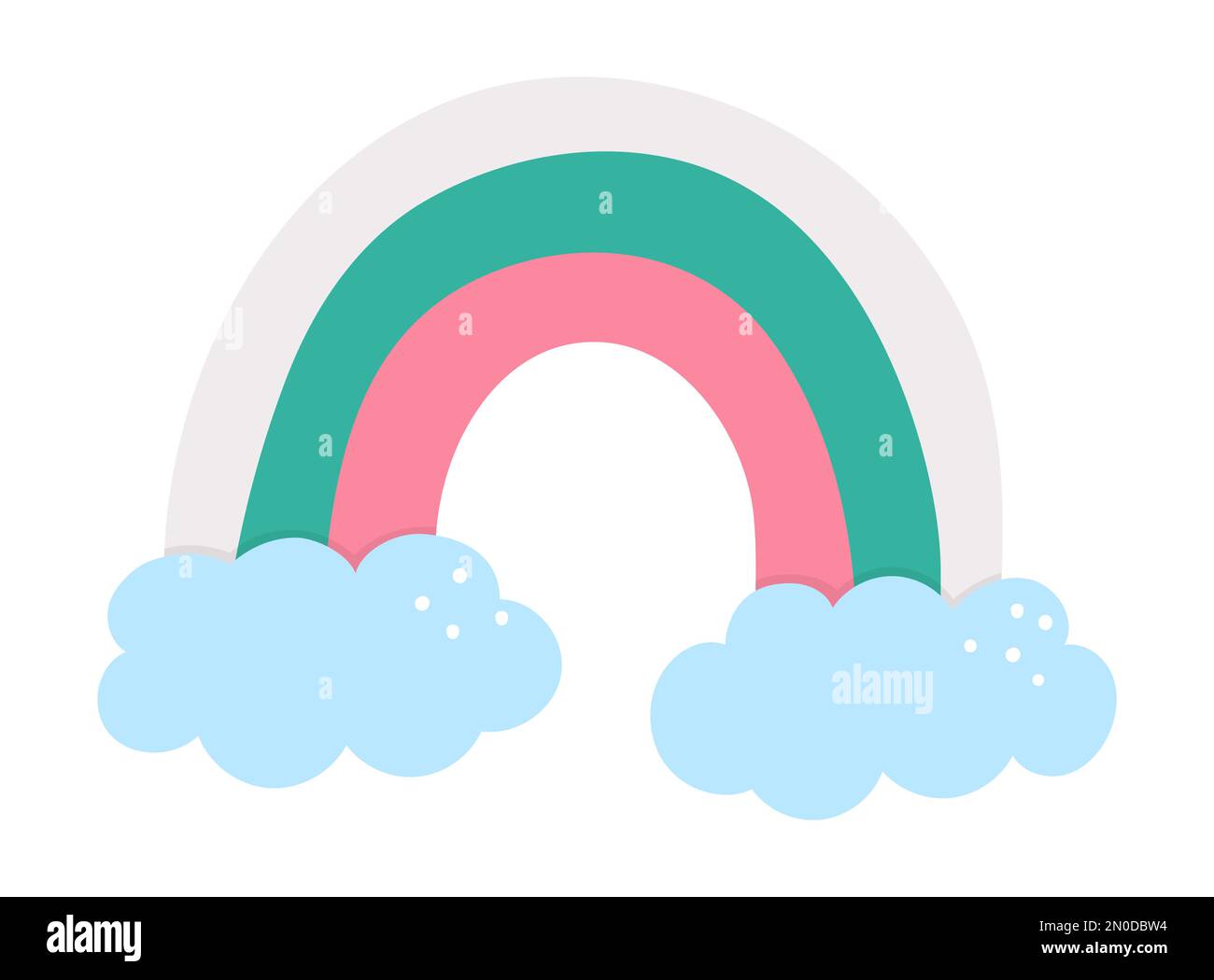 Vector rainbow with clouds. Saint Valentine’s day symbol. Funny element ...
