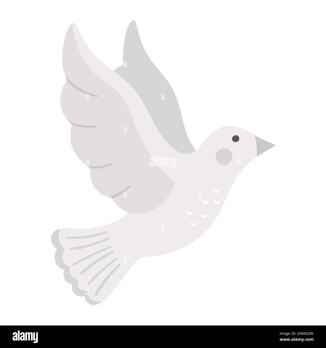 Vector cute flying dove with spread wings isolated on white background ...