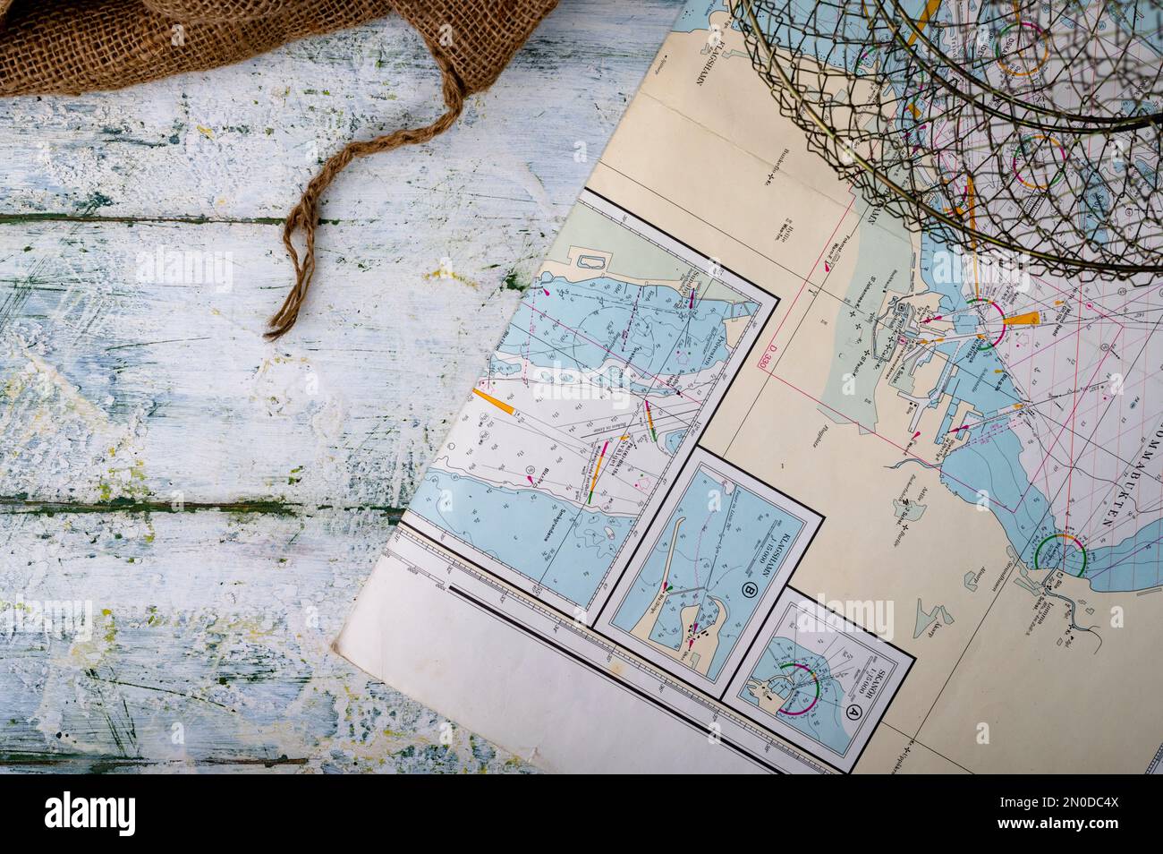 Maritime background with nautical sea map Stock Photo - Alamy