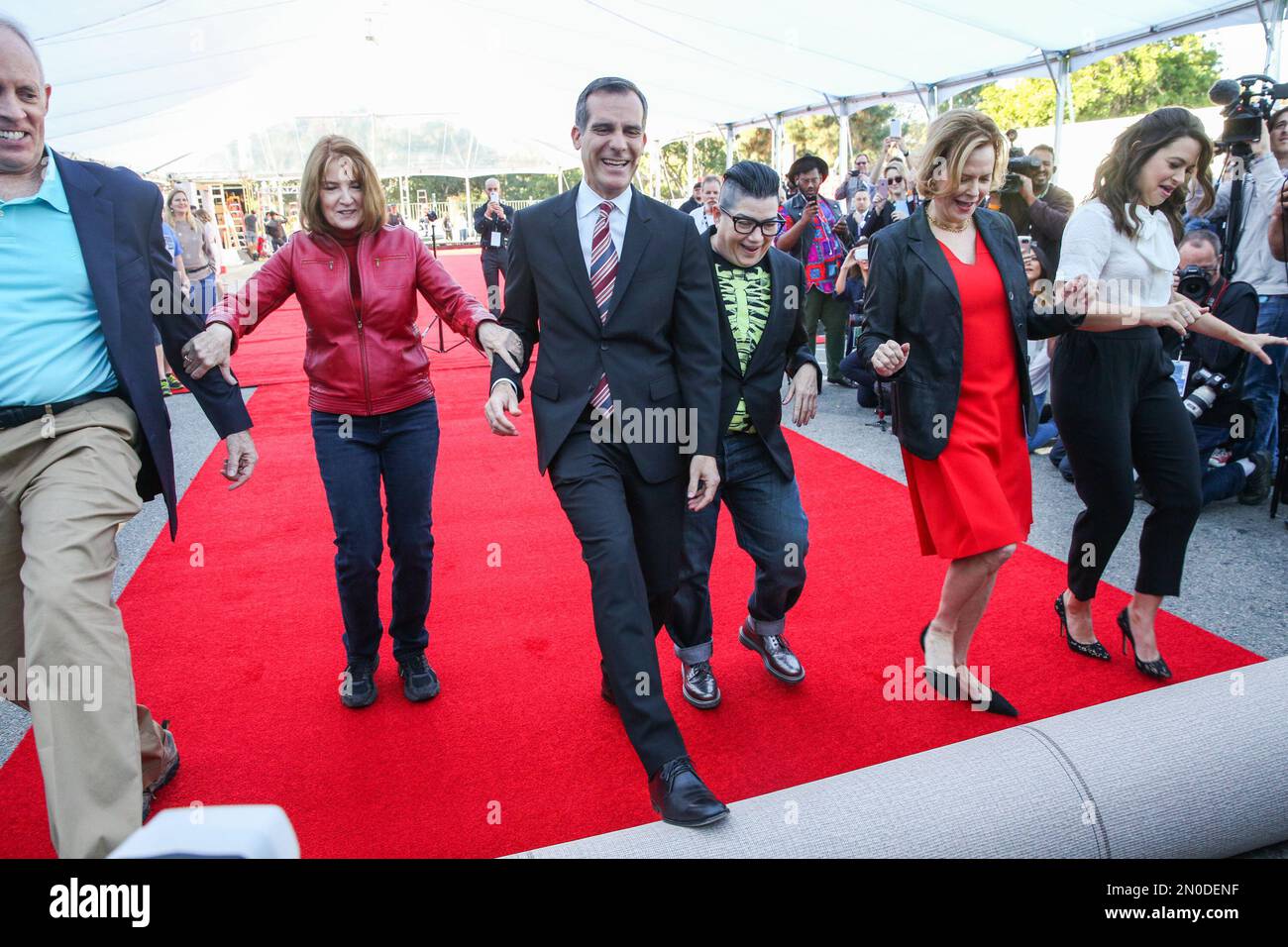 Daryl Anderson, from left, Kathy Connell, Los Angeles Mayor Eric ...