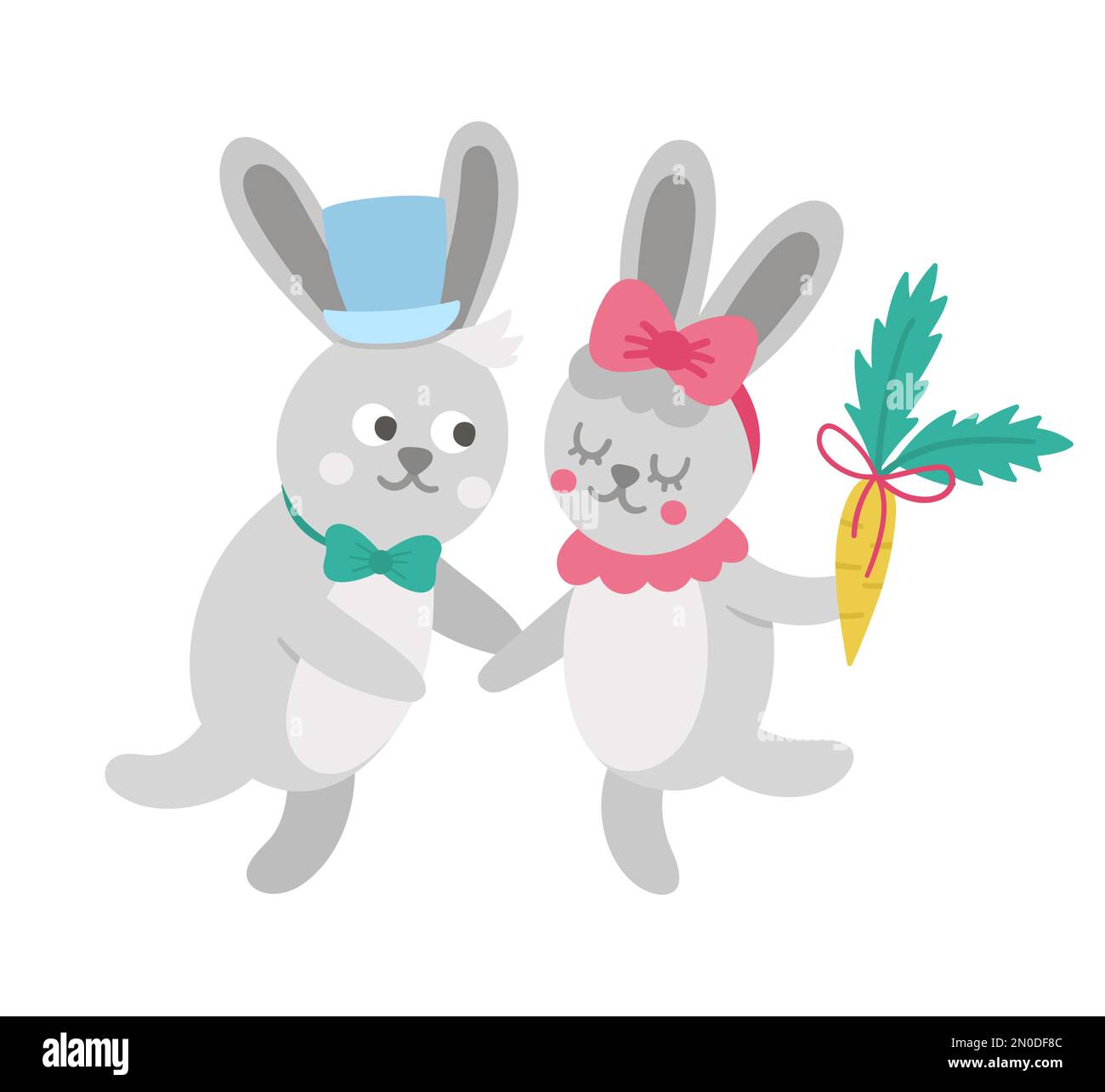 Vector cute rabbits pair. Loving animal couple illustration. Love ...
