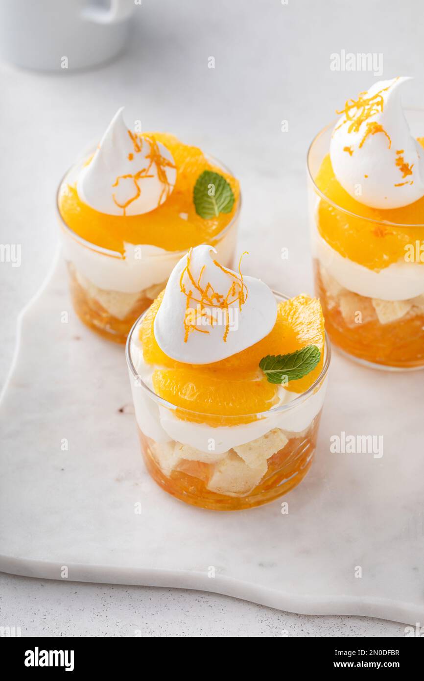Orange pound cake trifle with cream cheese mousse, orange marmalade and ...