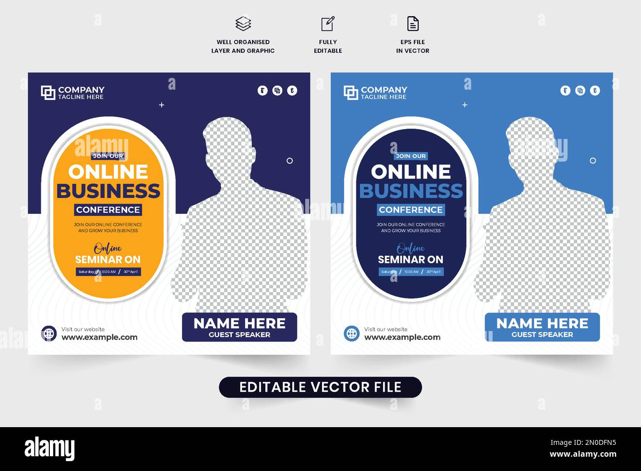 Office conference and seminar invitation social media post vector with ...