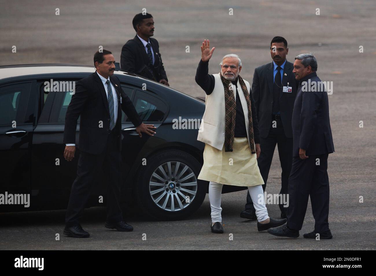 Indian Prime Minister Narendra Modi waves to the crown during his ...