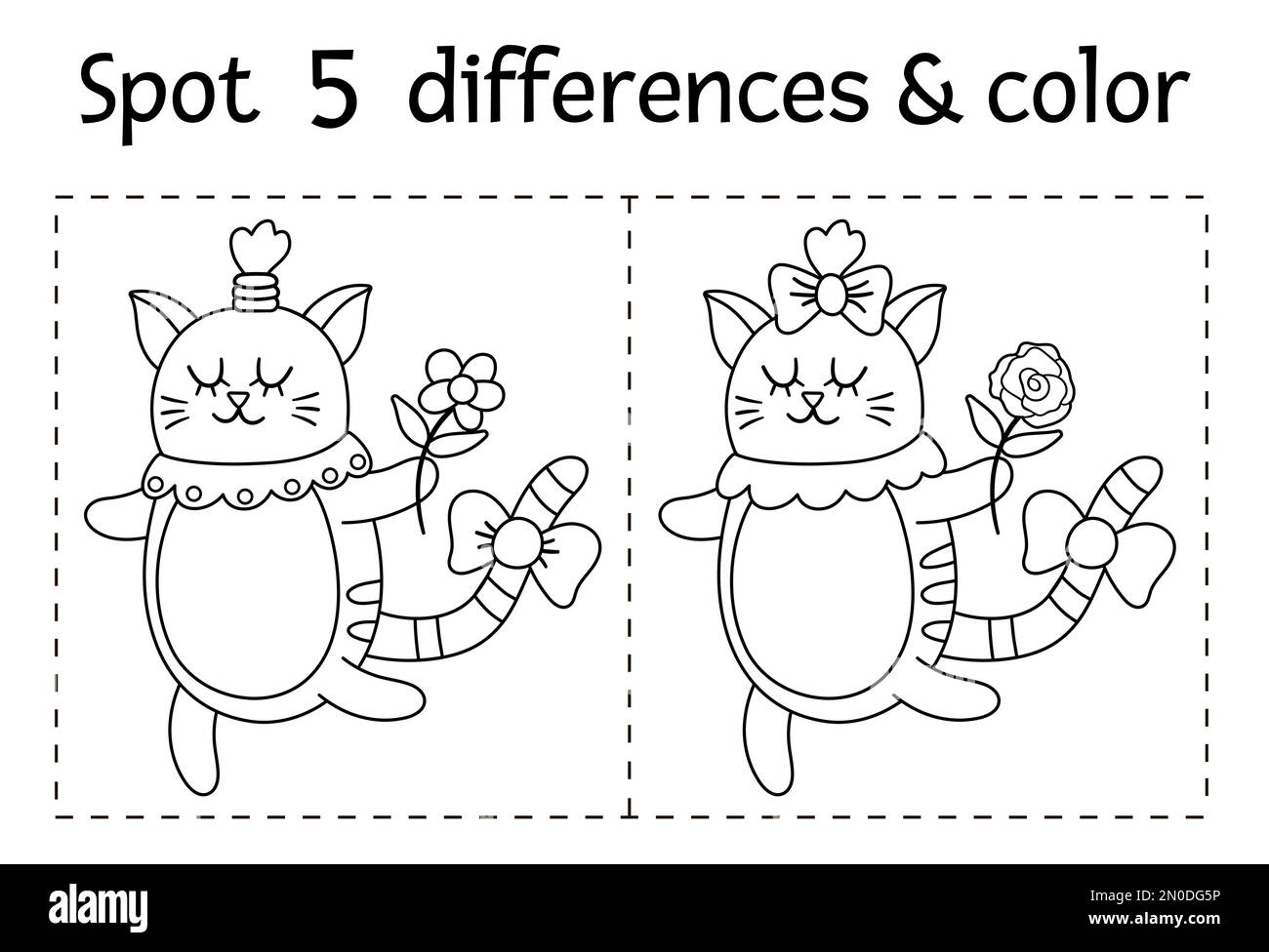 Saint Valentine day find differences game for children. Holiday black ...