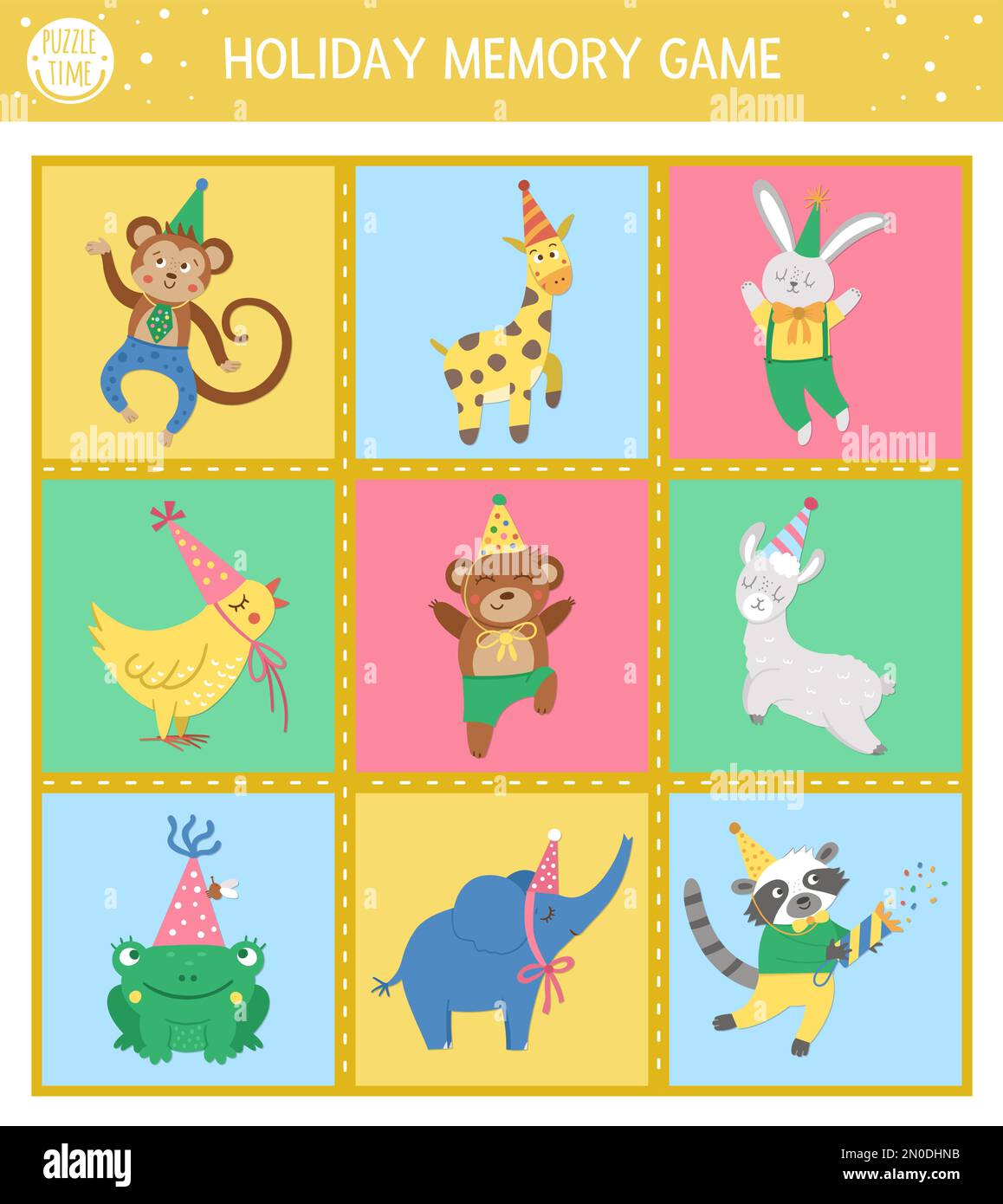 Vector Birthday memory game cards with traditional holiday symbols ...