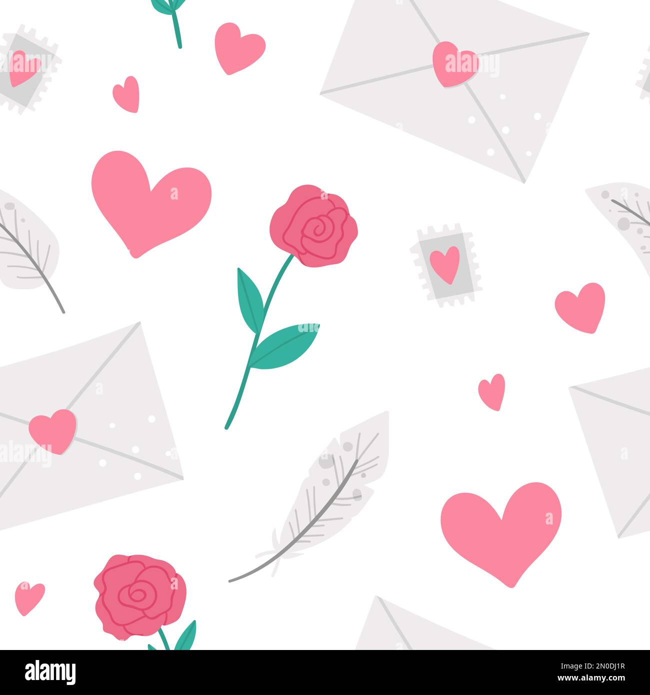 Vector seamless pattern with Saint Valentine’s day symbols. Repeating ...