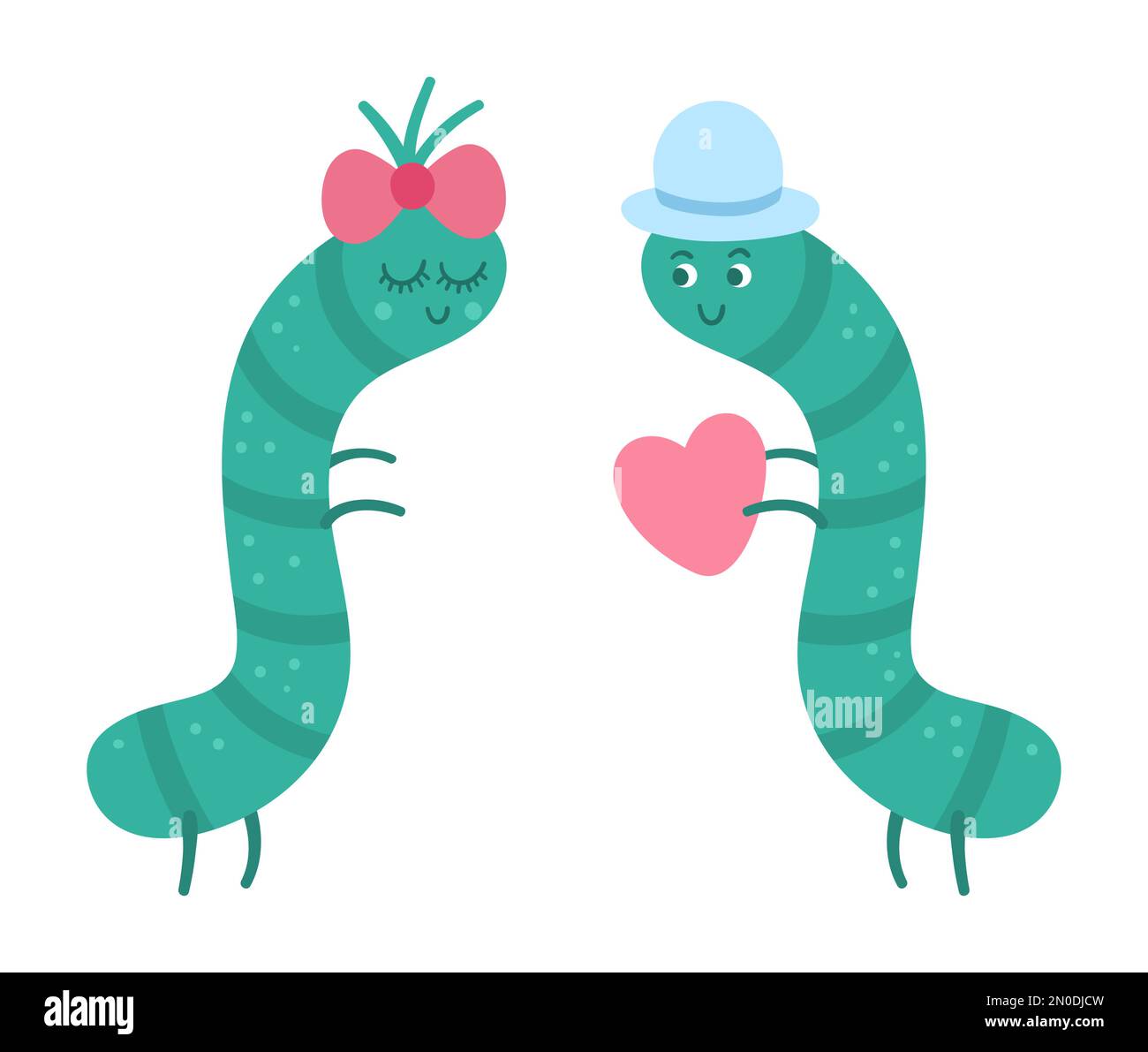 Vector cute caterpillars pair. Loving couple illustration. Love ...