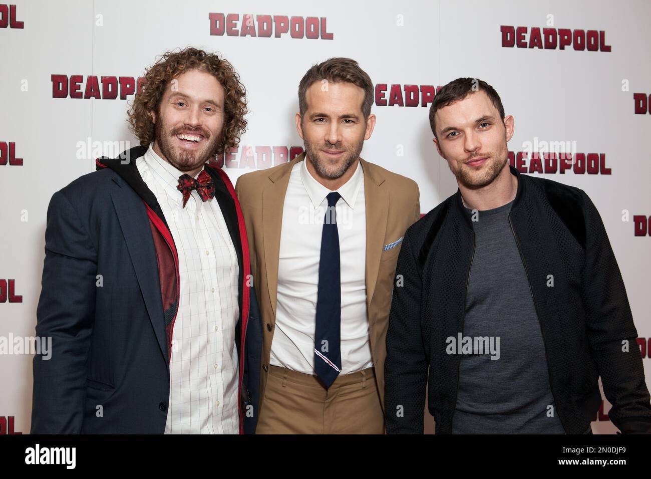 Actors from left, TJ Miller, Ryan Reynolds and Ed Skrein pose for ... Actors from left, TJ Miller, Ryan Reynolds and Ed Skrein pose for ...