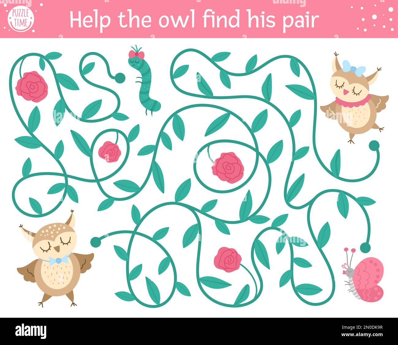 Saint Valentine day maze for children. Holiday preschool printable ...