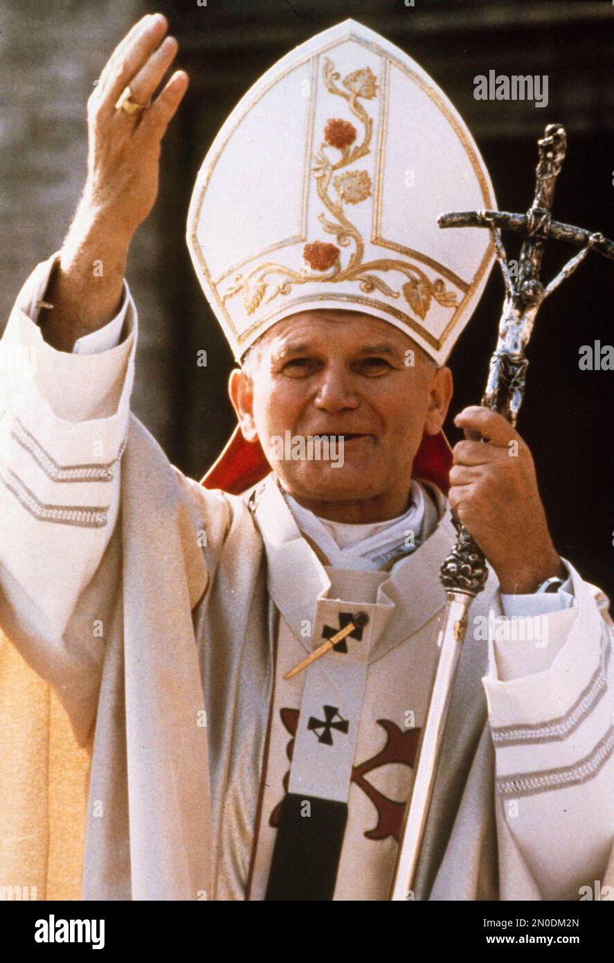Pope John Paul II is pictured on Palm Sunday, April 4, 1982, in St ...