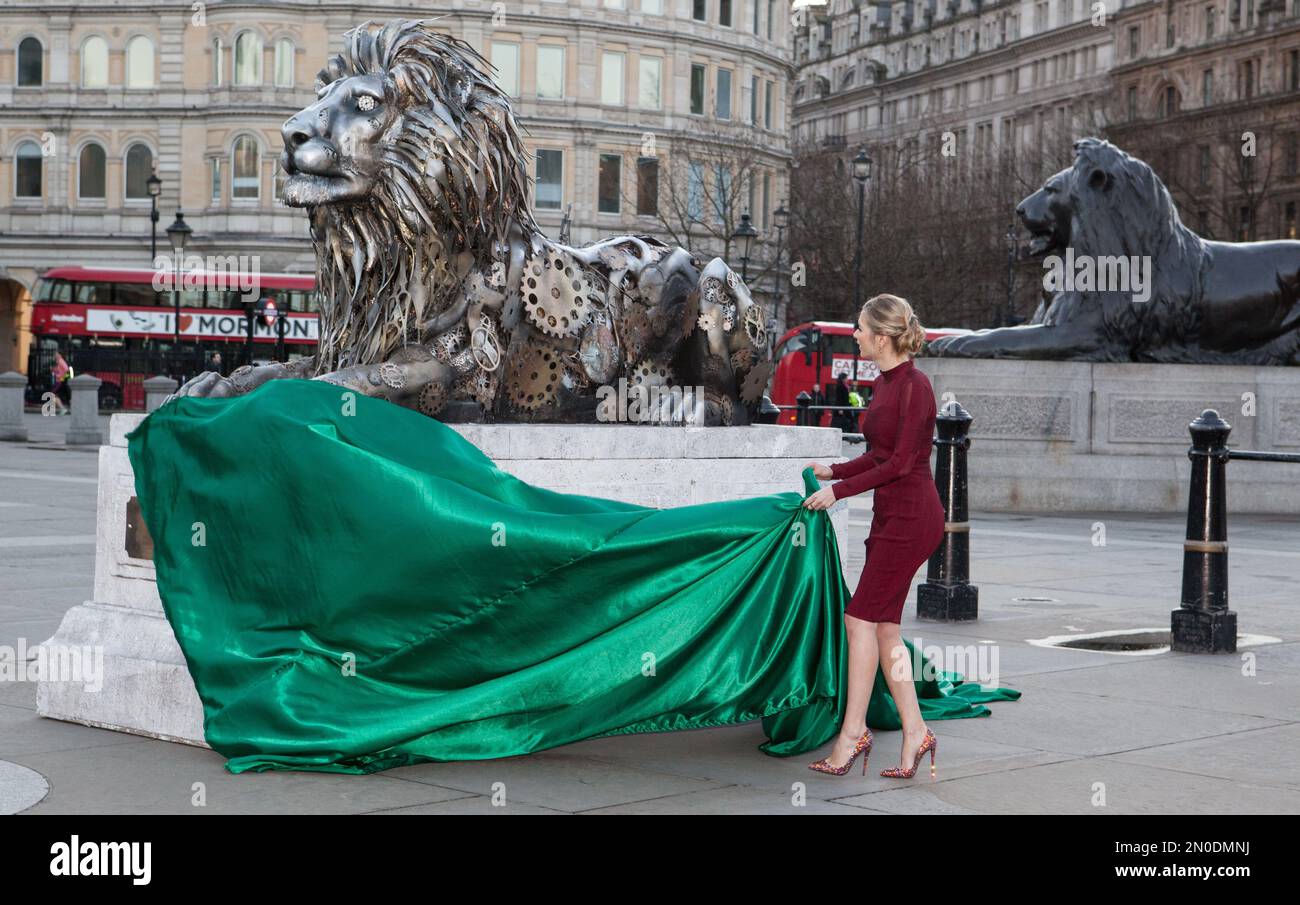 TV presenter Rachel Riley unveilis a new clockwork Lion statue in ...