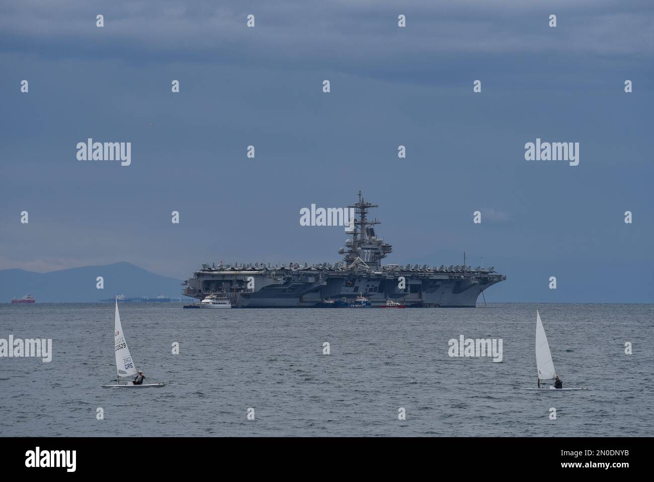 Piraeus, Greece. 4th February 2023. United States Navy aircraft carrier ... Piraeus, Greece. 4th February 2023. United States Navy aircraft carrier ...