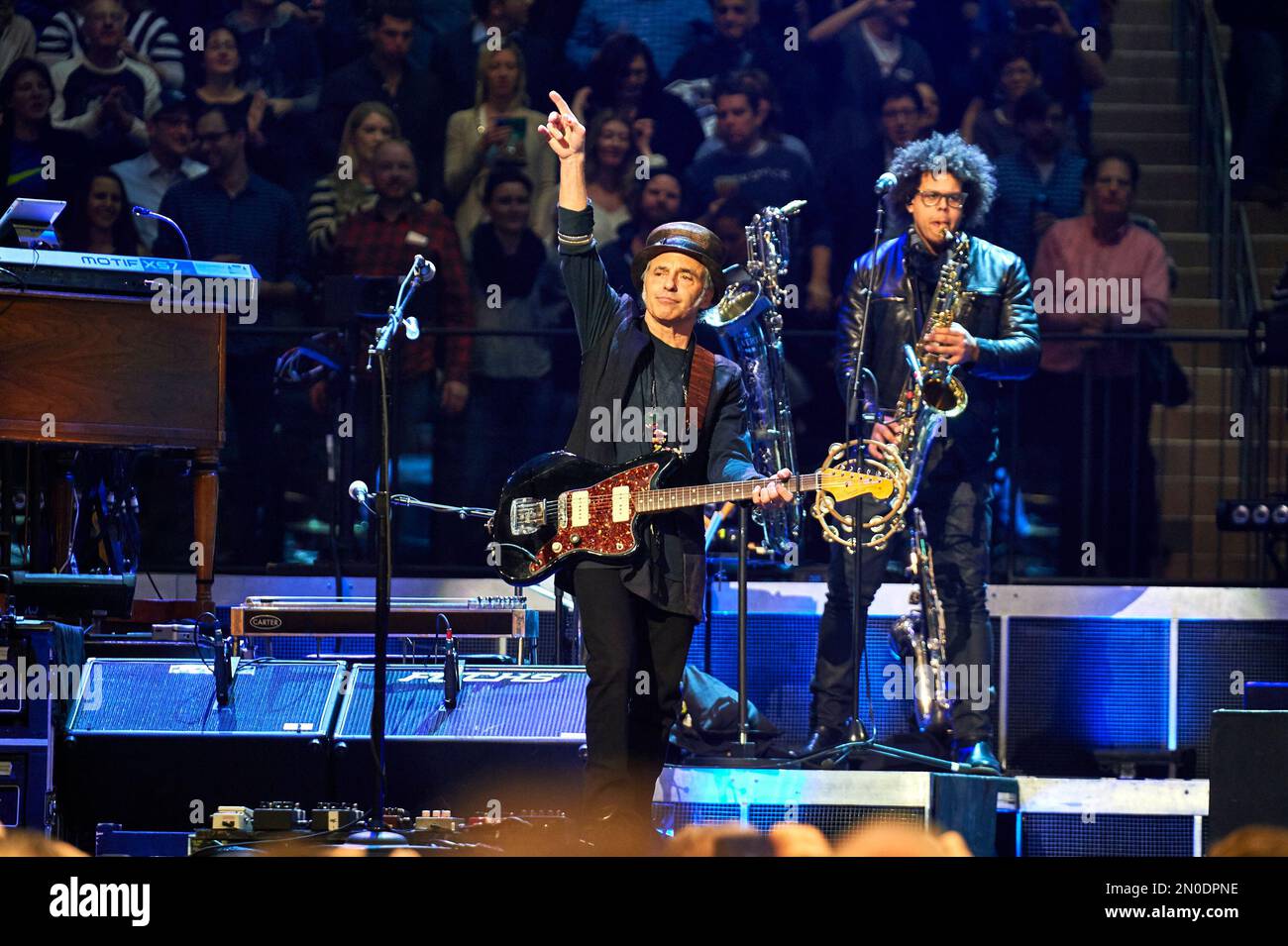 Niles Lofgren and Jake Clemons performs with the E Street Band at Madison Square Garden (MSG) as ...