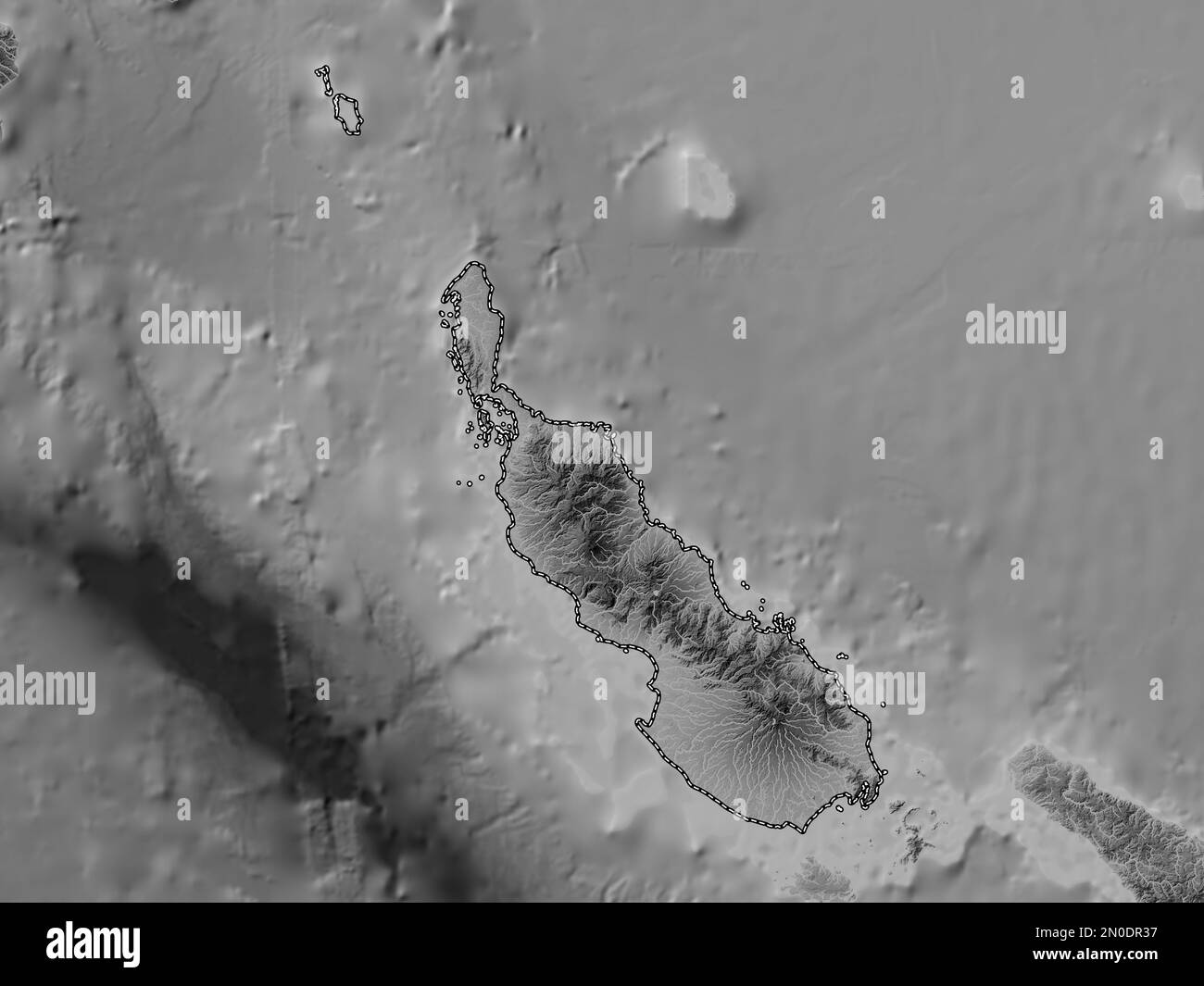 Bougainville, autonomous region of Papua New Guinea. Grayscale ...