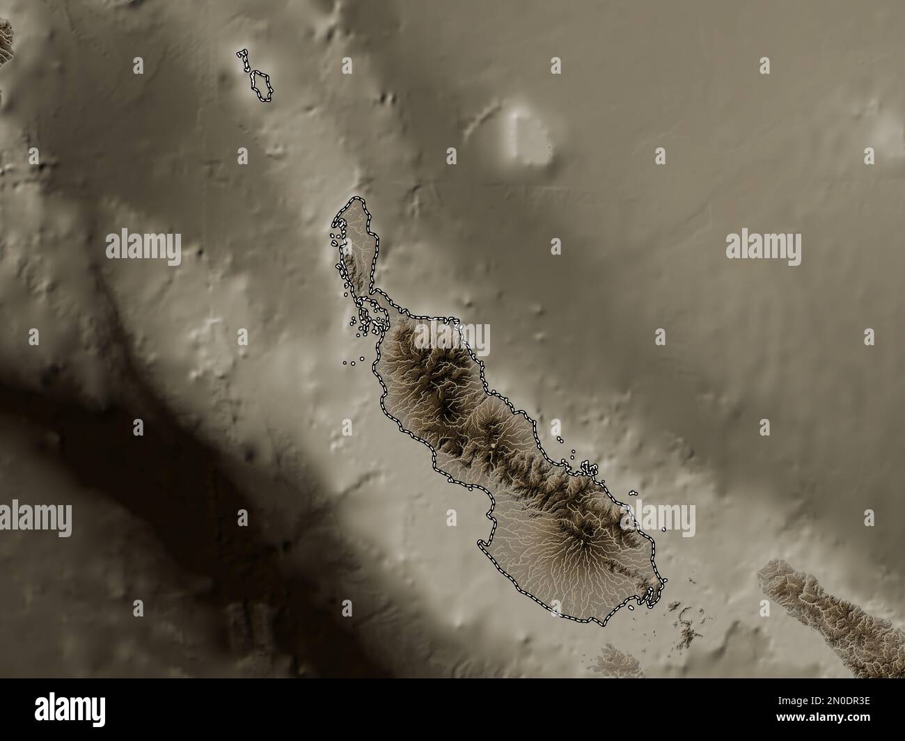 Bougainville, autonomous region of Papua New Guinea. Elevation map ...