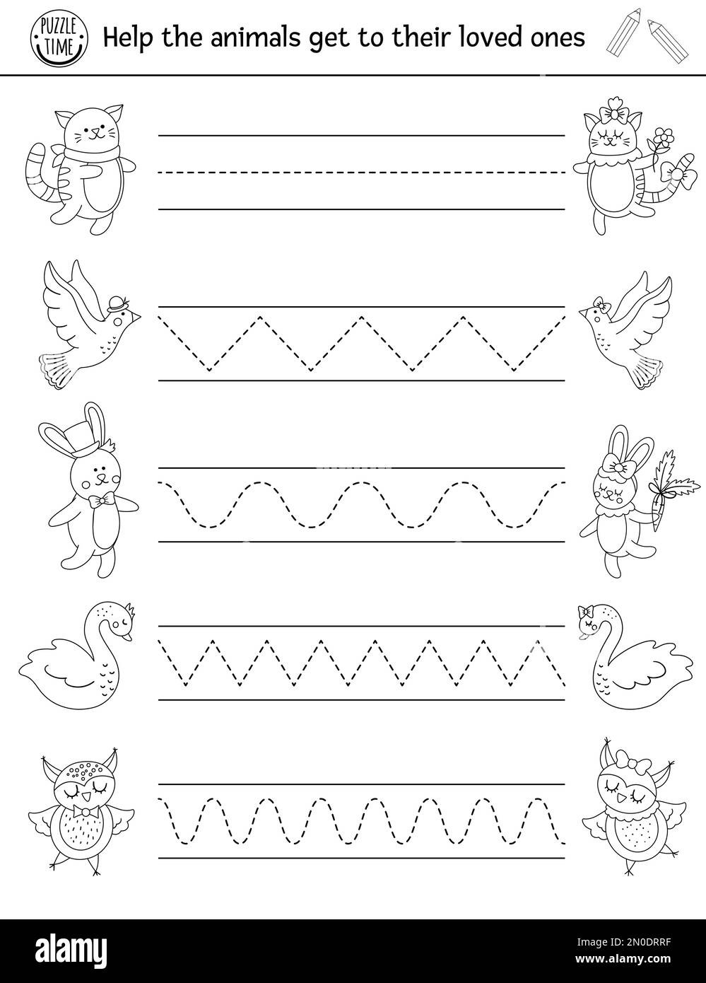 Vector Saint Valentine handwriting practice worksheet. February ...