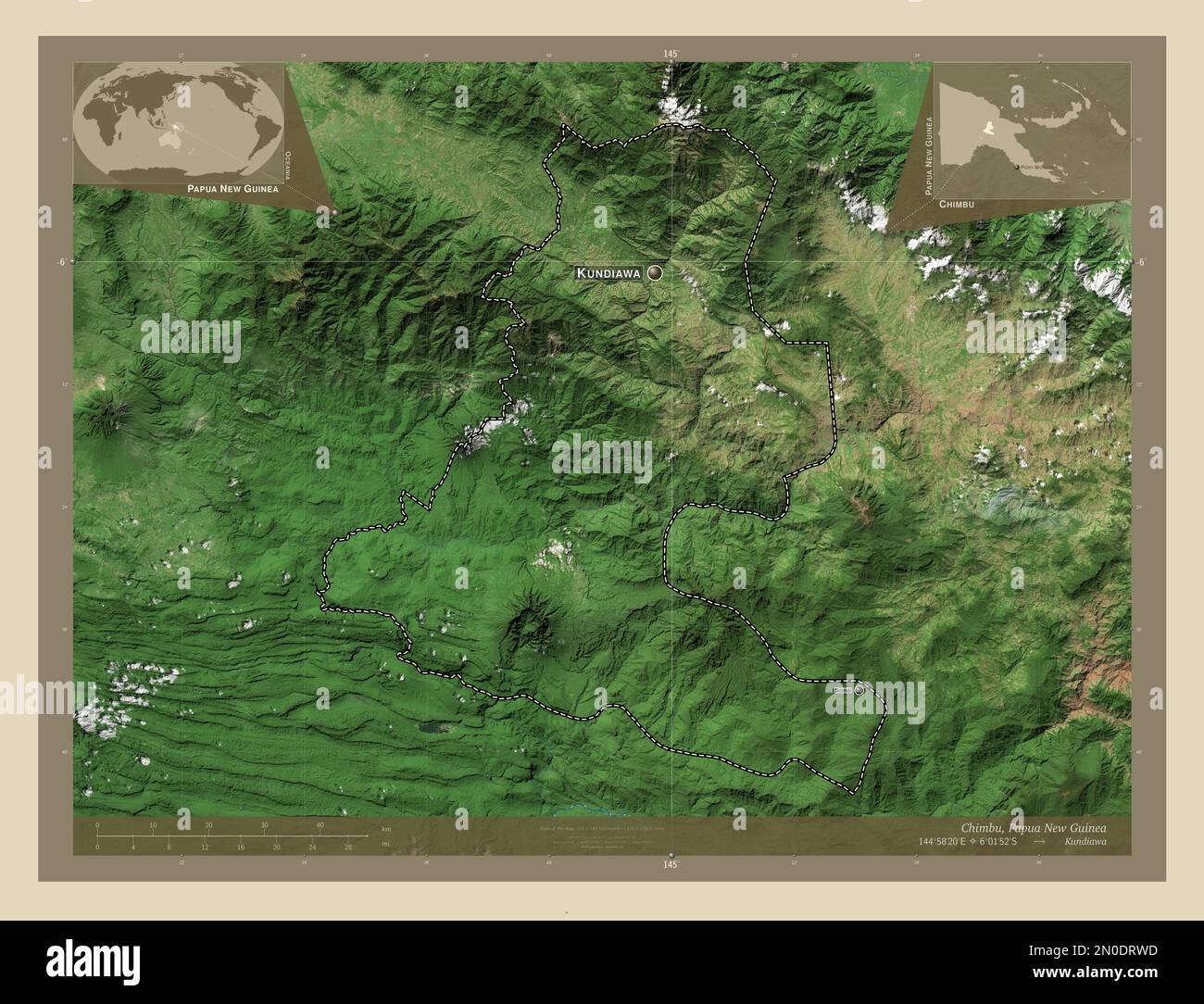 Chimbu, province of Papua New Guinea. High resolution satellite map ...