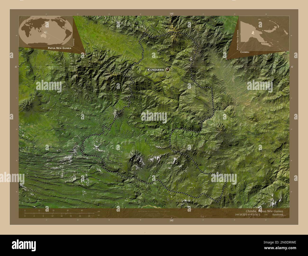 Chimbu, province of Papua New Guinea. Low resolution satellite map ...