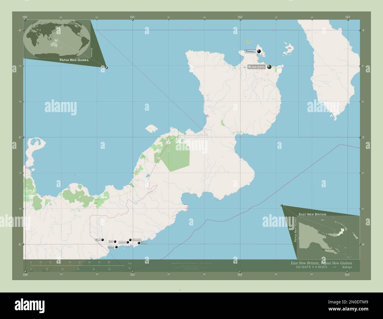 East New Britain, province of Papua New Guinea. Open Street Map ...