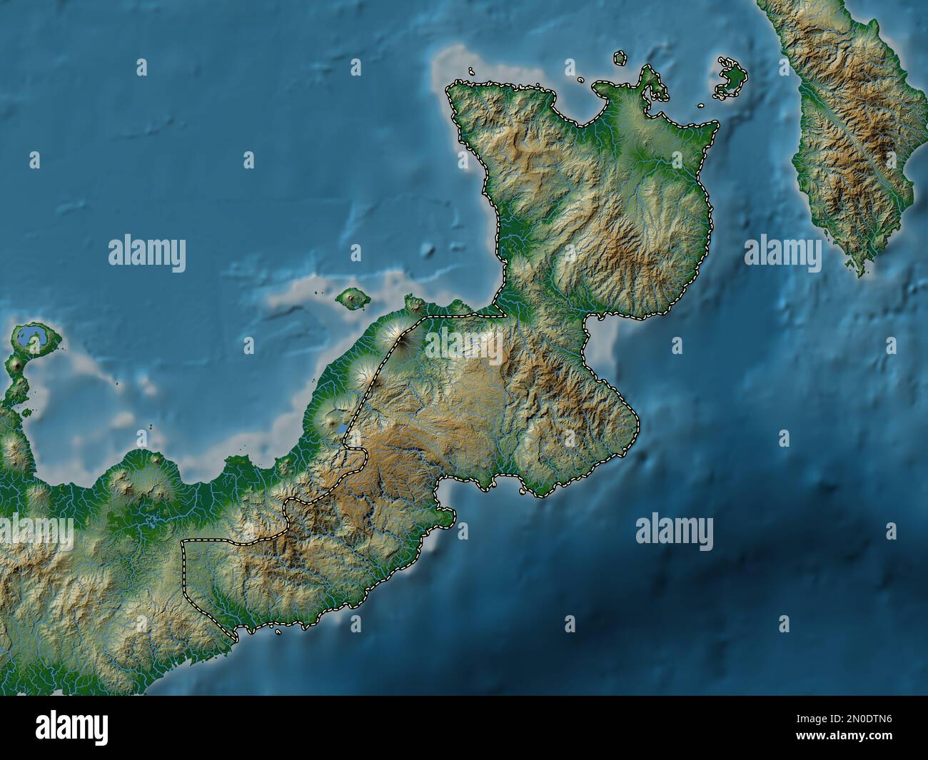 East New Britain, province of Papua New Guinea. Colored elevation map ...