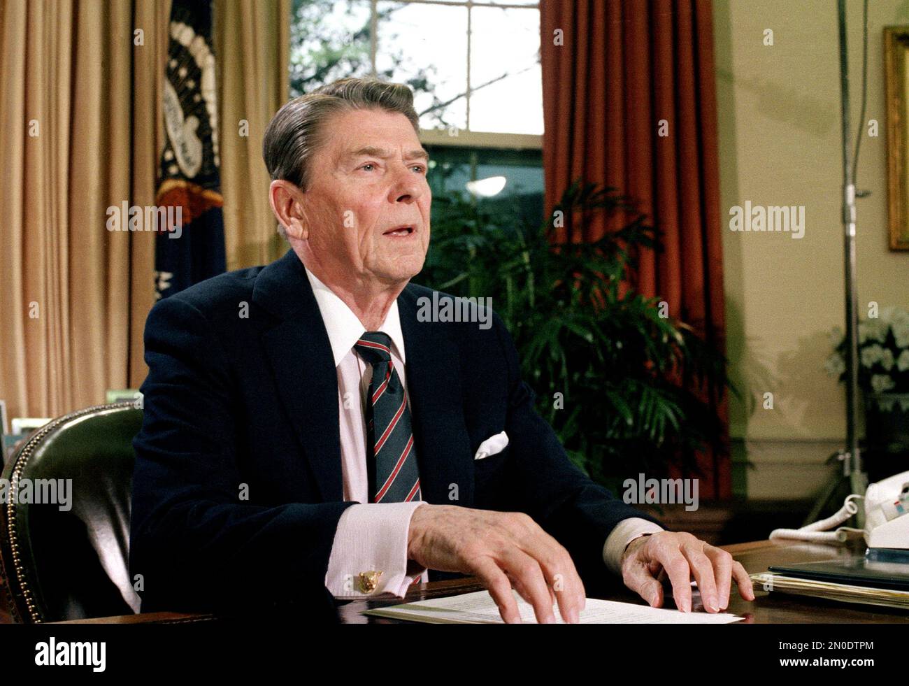 FILE - This Jan. 28, 1986 file picture shows U.S. President Ronald ...