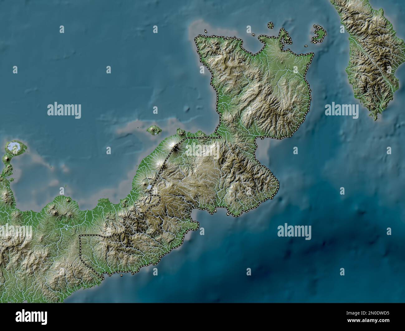 East New Britain, province of Papua New Guinea. Elevation map colored ...
