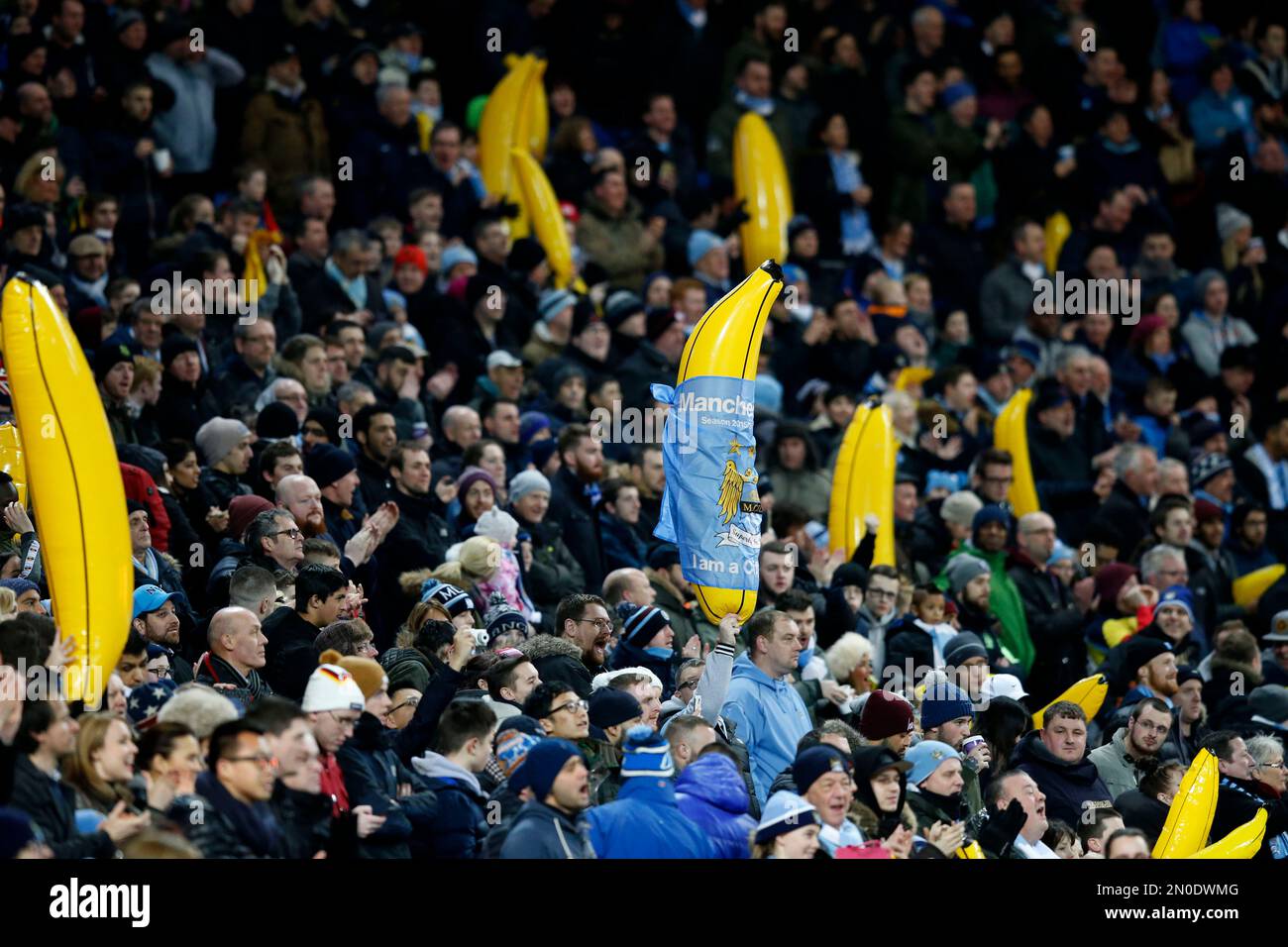 Inflatable bananas are held in the crowd at the English League Cup ...