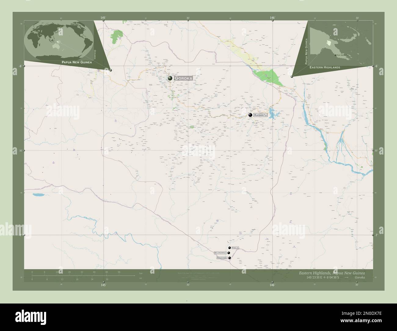 Eastern Highlands, province of Papua New Guinea. Open Street Map ...