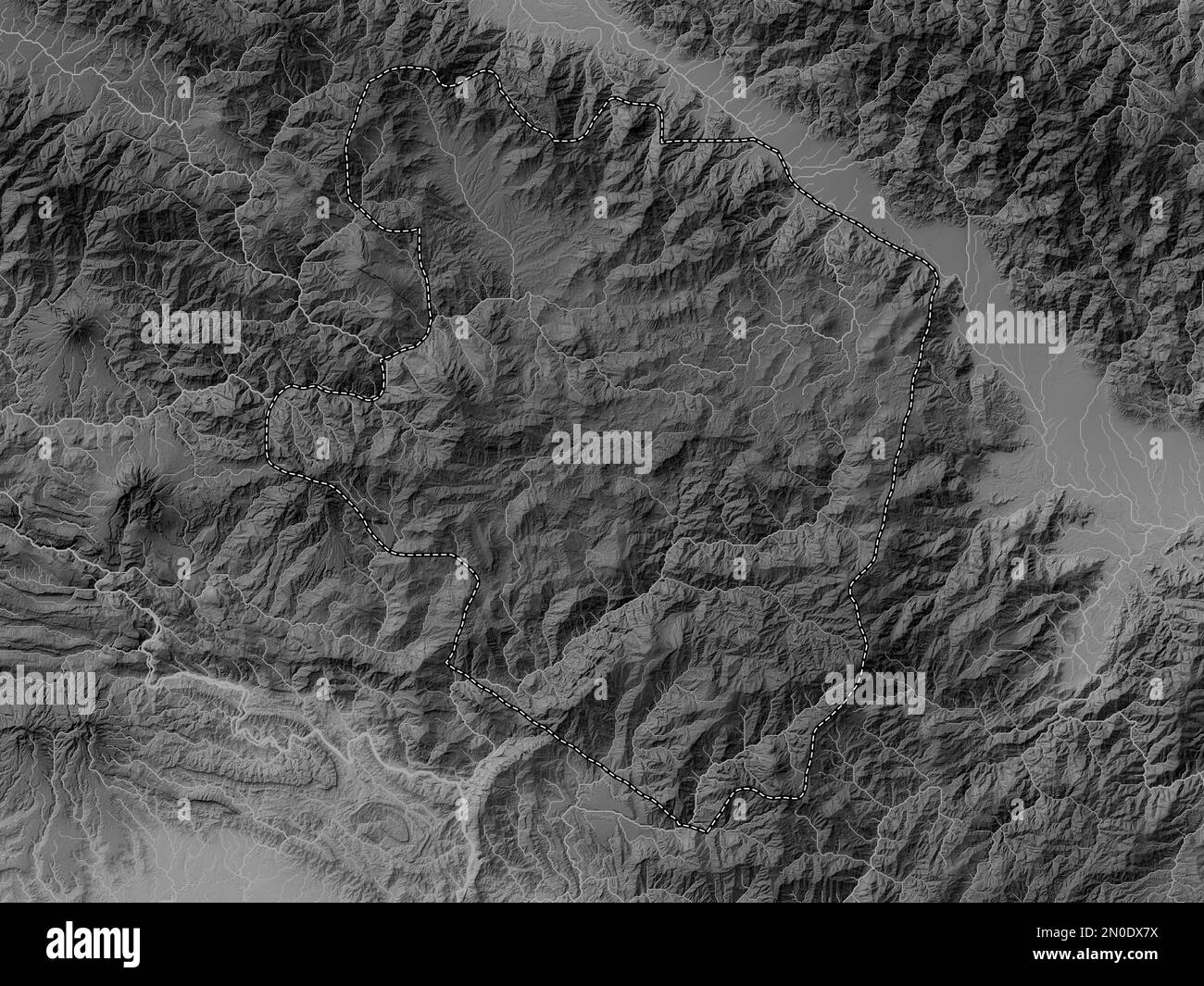 Eastern Highlands, province of Papua New Guinea. Grayscale elevation ...