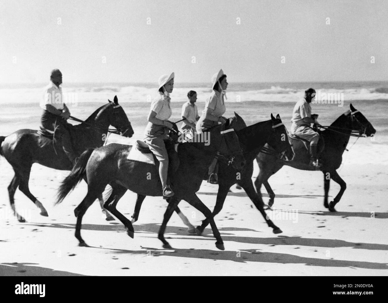 Princess Elizabeth, center, and Princess Margaret Rose, closest to ...