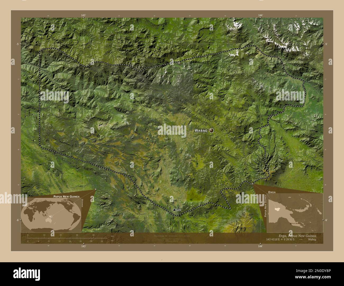 Enga, province of Papua New Guinea. Low resolution satellite map ...